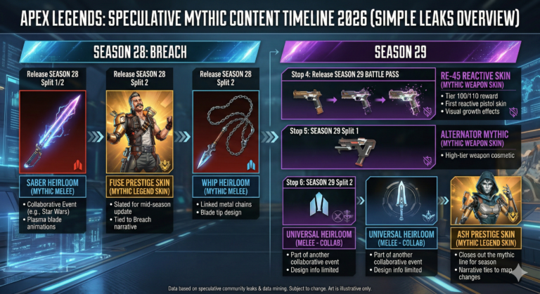 Apex Legends heirloom and mythic timeline season 28-29